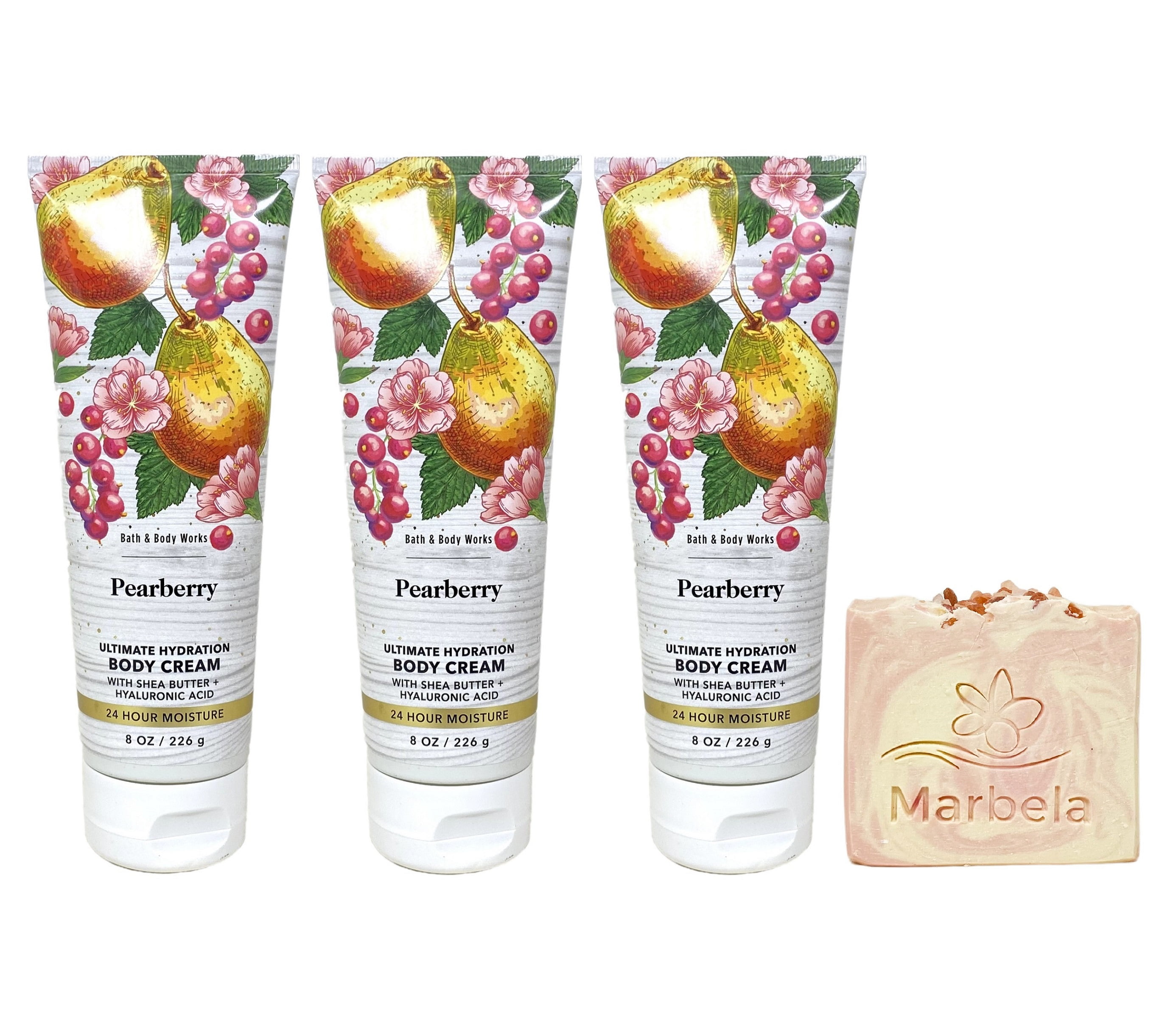 Bath & Body Works Pearberry 3 Pack Body Cream Bundle with a Himalayan ...