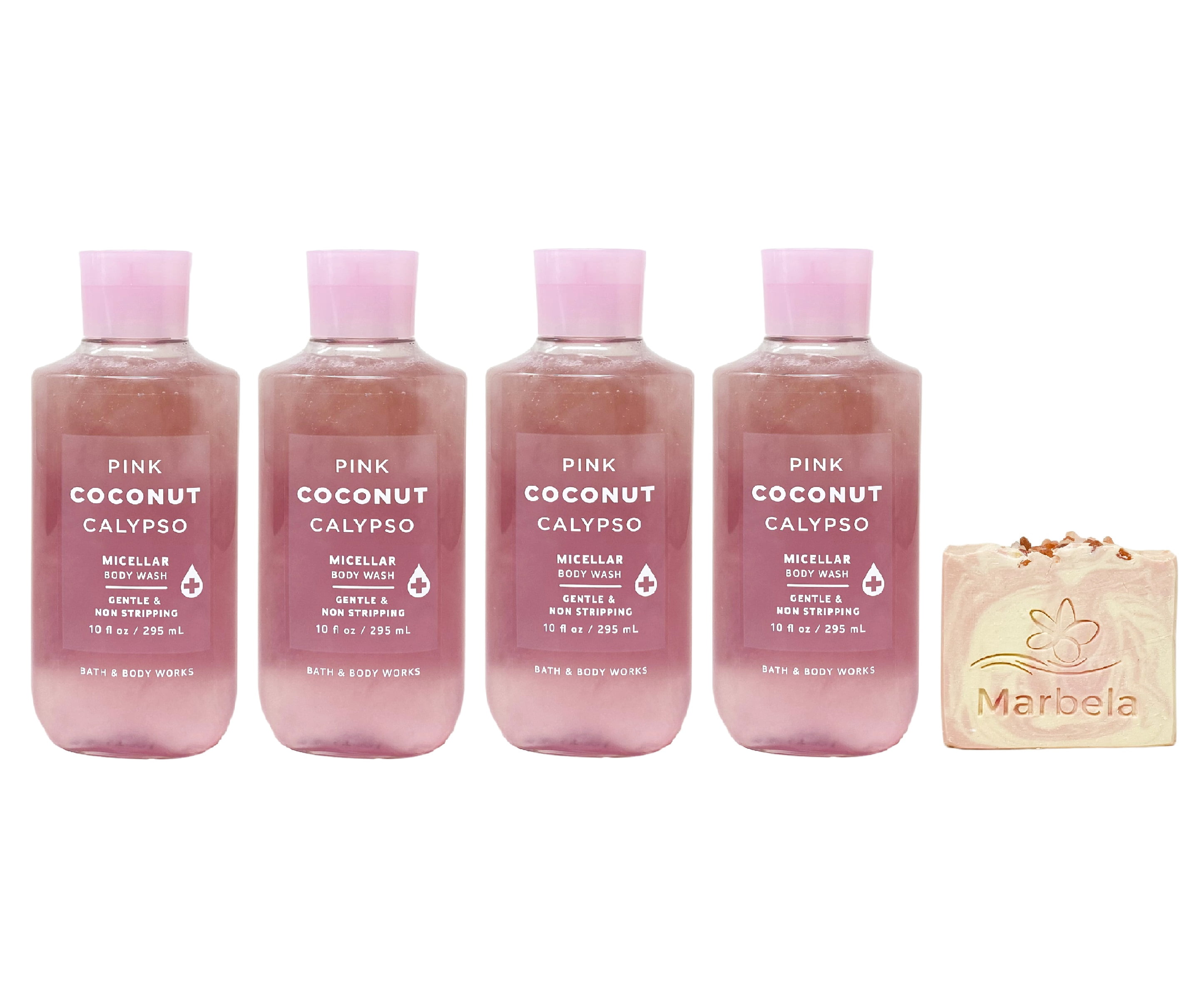 Bath & Body Works Pink Coconut Calypso 4 Piece Micellar Body Wash Value ...