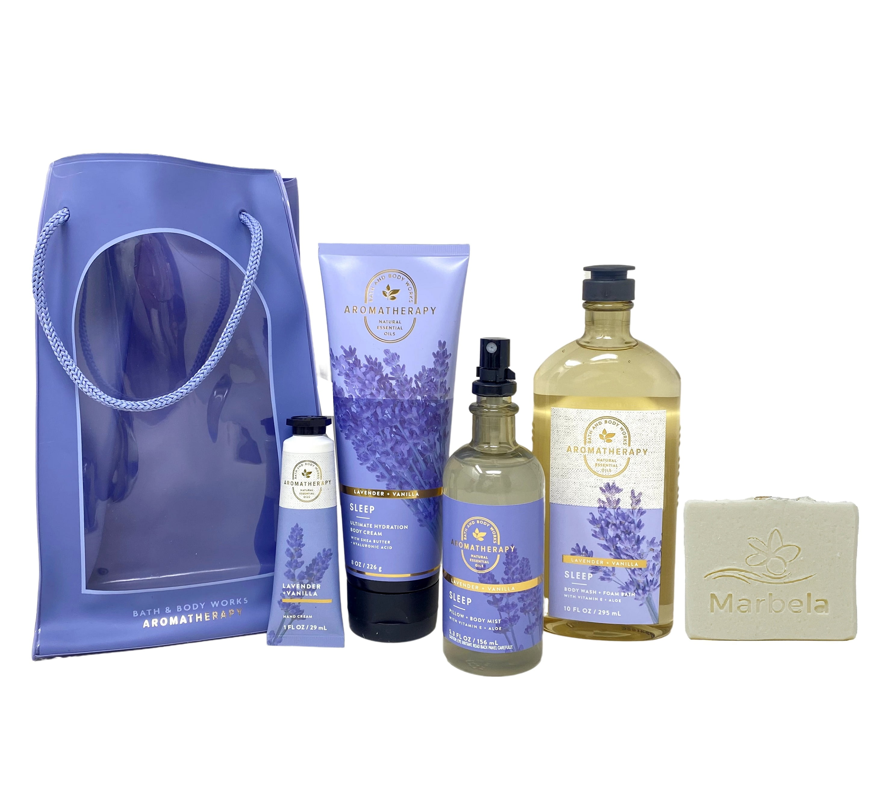 Bath & Body Works Sleep Lavender Vanilla Gift Bag Set - Body Cream ...