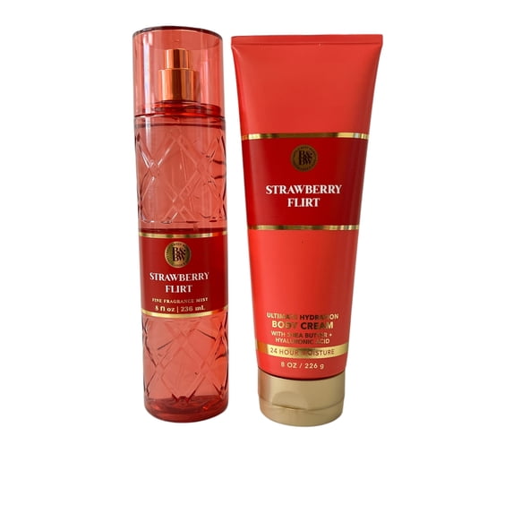 Bath & Body Works Strawberry Flirt Mist & Body Cream Set - Walmart.com