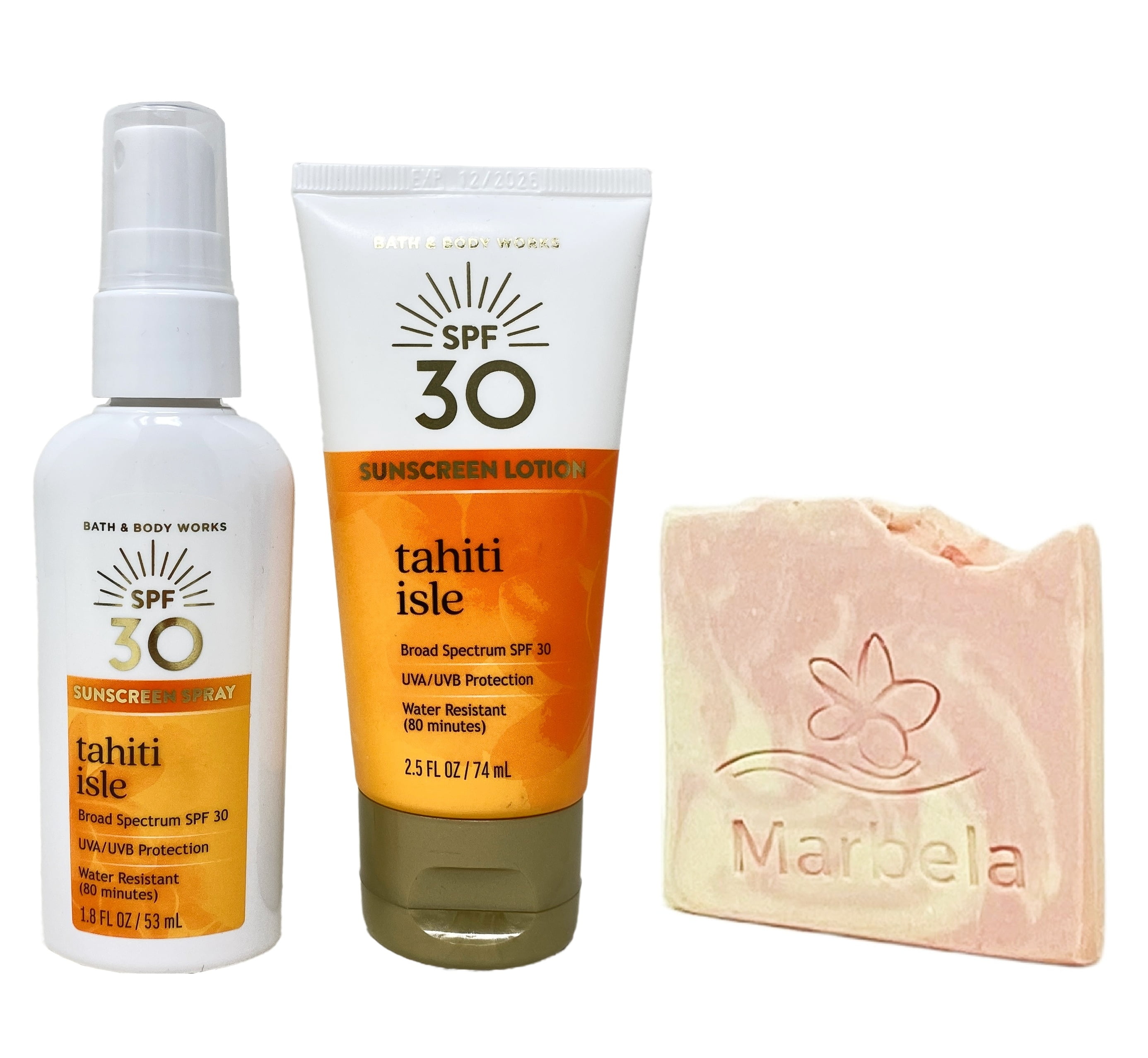 Bath & Body Works Tahiti Isle 30 SPF Mini Sunscreen Lotion and Spray ...