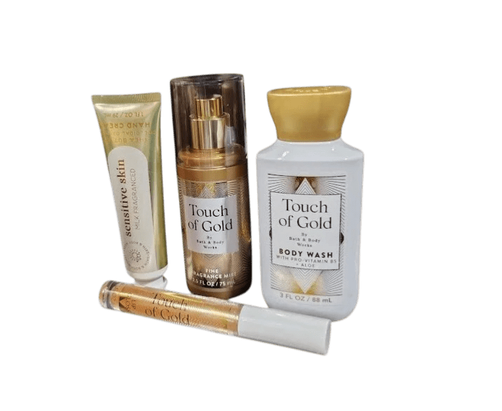 Bath & Body Works Touch of Gold 5 Piece Travel Size Gift Set Body Wash ...