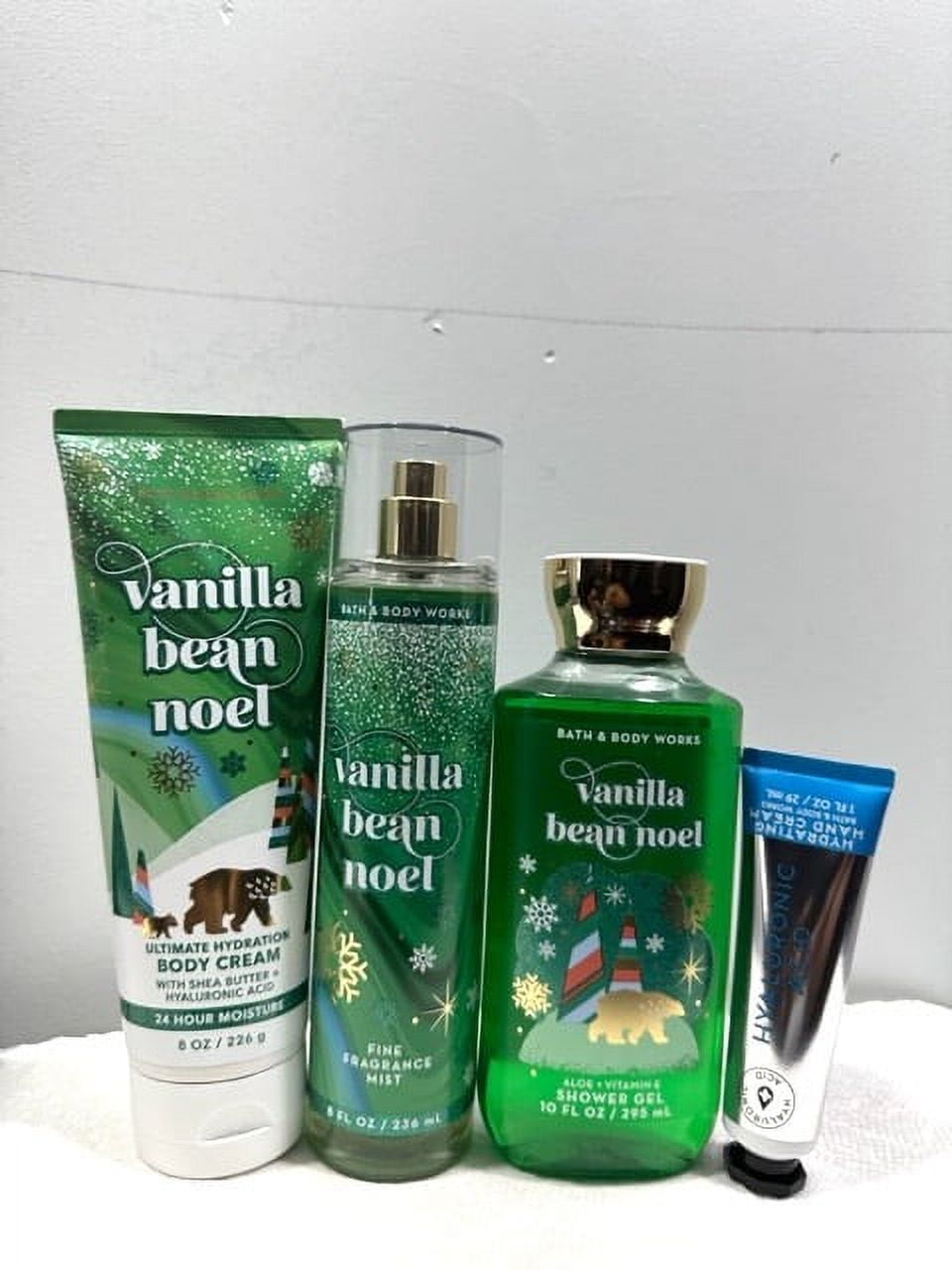 Bath & Body Works Vanilla Bean Noel 4 Piece Gift Set (Ultimate Hydration Body Cream 8 oz., Fine ...