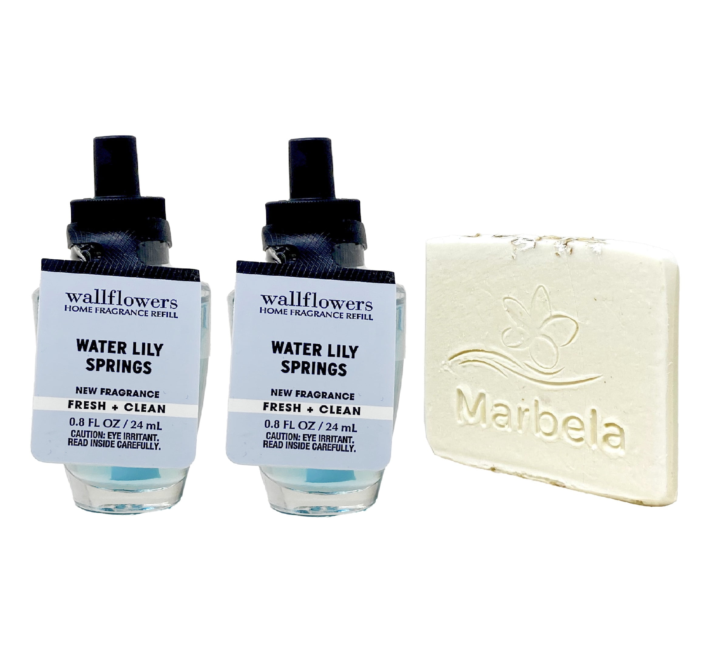 Bath & Body Works Water Lily Springs 2 Pack Wallflowers Fragrance Refills with a Marbela Natural ...