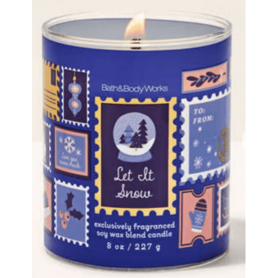 Bath & Body Works White Barn 8 oz Let it Snow Scented Single Wick ...