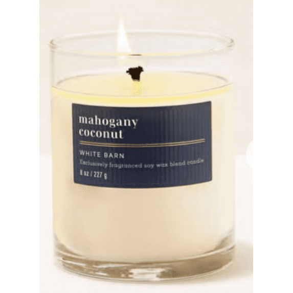 Bath & Body Works White Barn 8 oz Mahogany Coconut Scented Single Wick ...