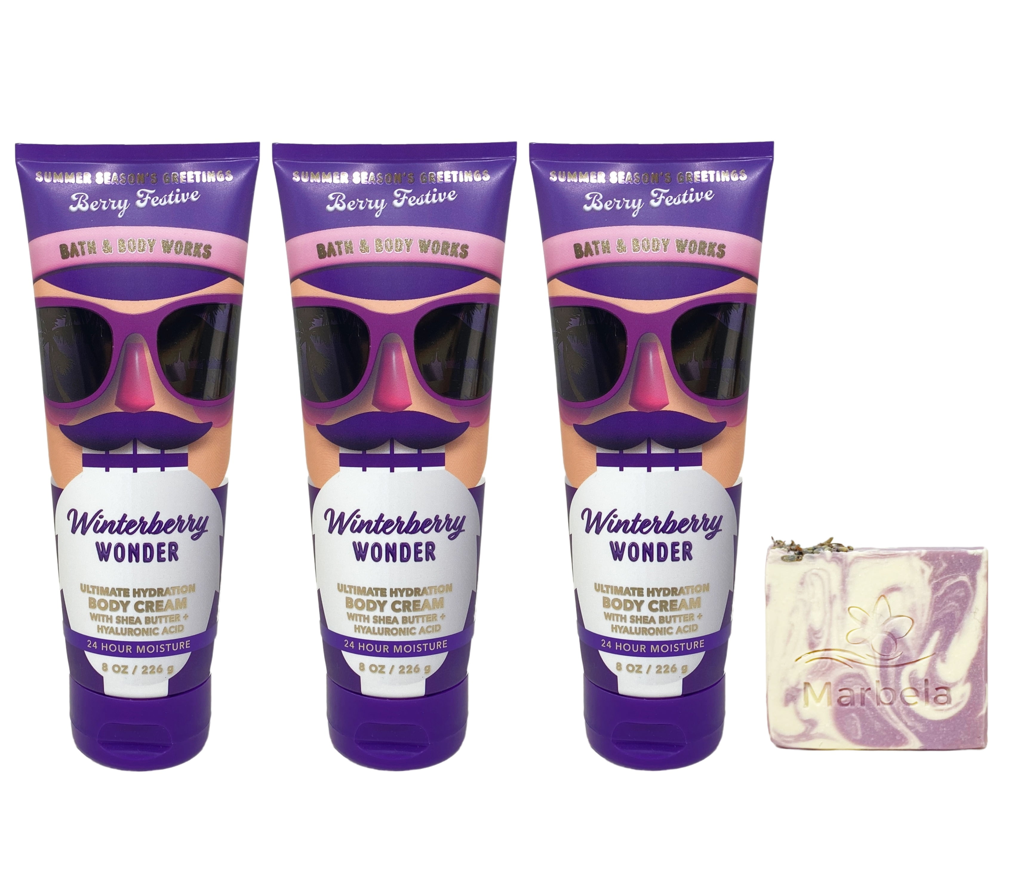 Bath & Body Works Winterberry Wonder 3 Pack Body Cream Bundle with a ...