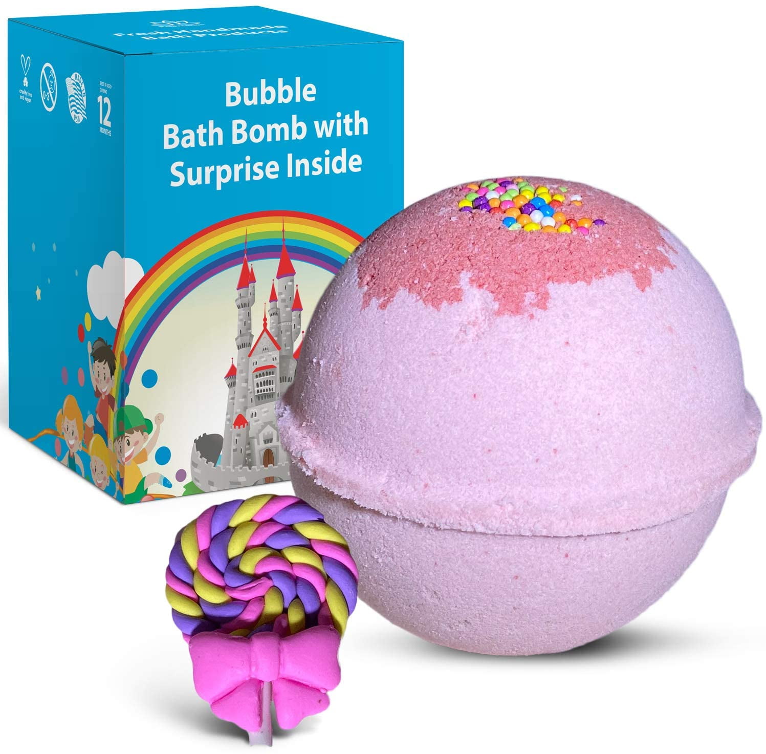 Bath Bomb for Kids with a Surprise Toy Cute Lollipops Inside Handmade ...