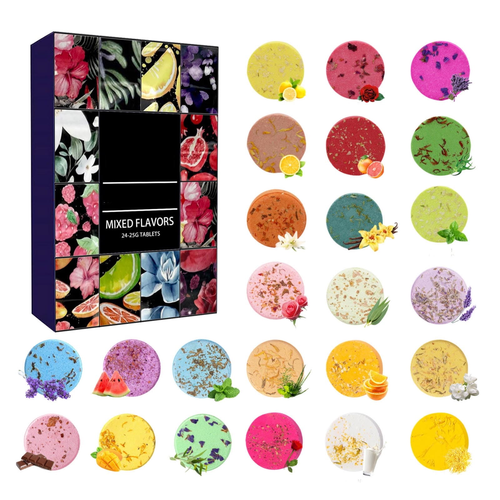 Bath Bombs Advent Calendar 2024, 24Pcs Natural Bath Tablets of fresh ...