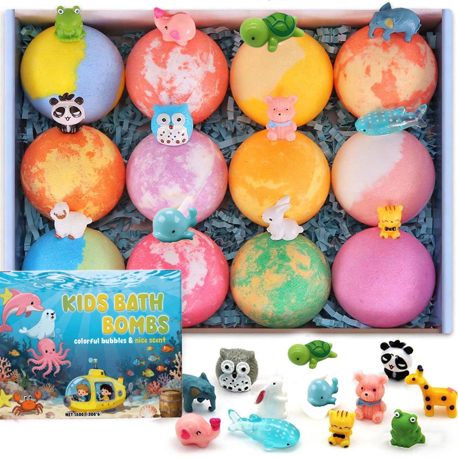 Bath Bombs for Kids with Surprise Inside, 12 Pack Organic Colorful ...