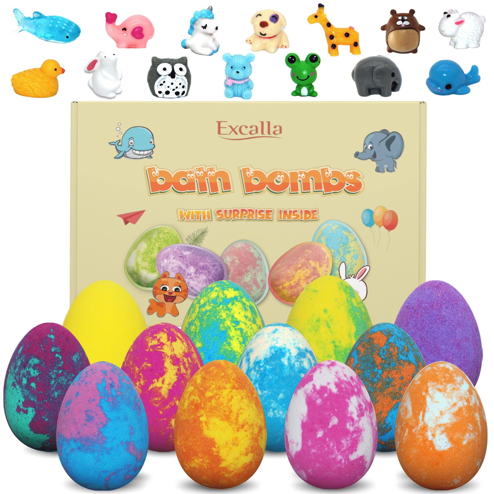 Bath Bombs for Kids with Toys Inside for Girls Boys - 12Pcs Surprise Colorful Bubble Bath Fizz ...