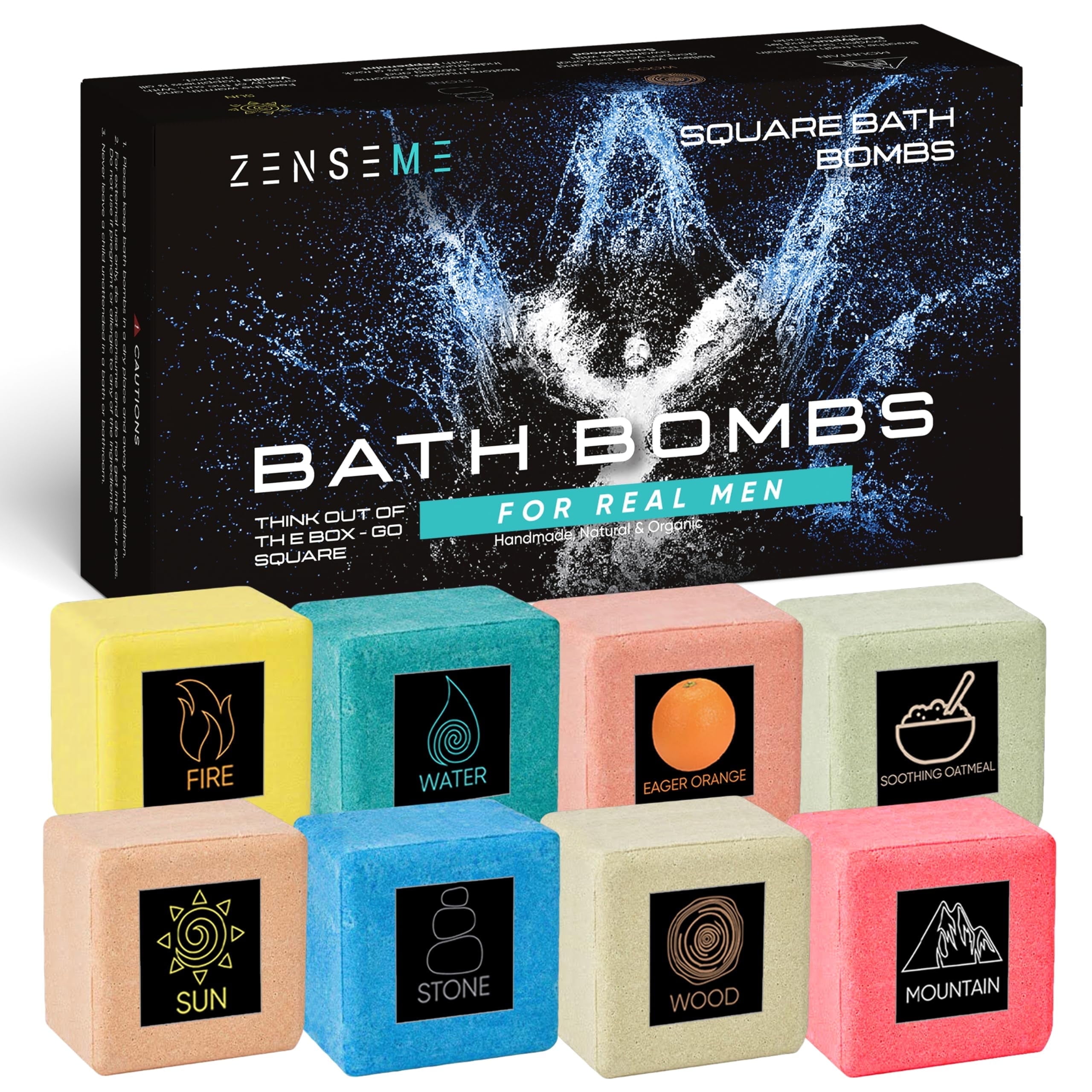 ZenseMe Bath Bombs for Men, Gift Set of 8, 2.5 oz, Natural Essential ...