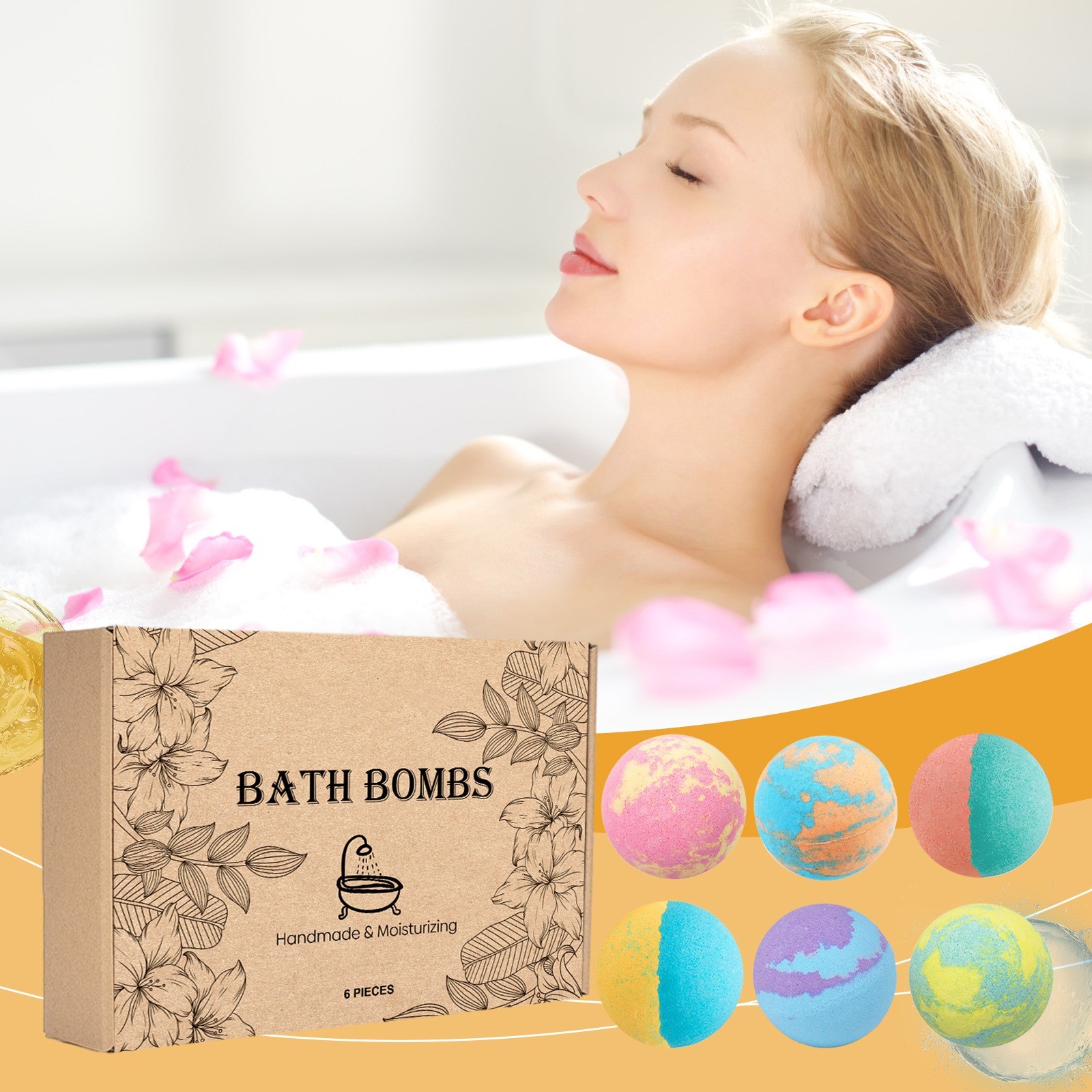 Bath Bombs For Women 6 Pack Handmade Bubble Shower Bombs Set Bath Bomb With Shea Butter ...