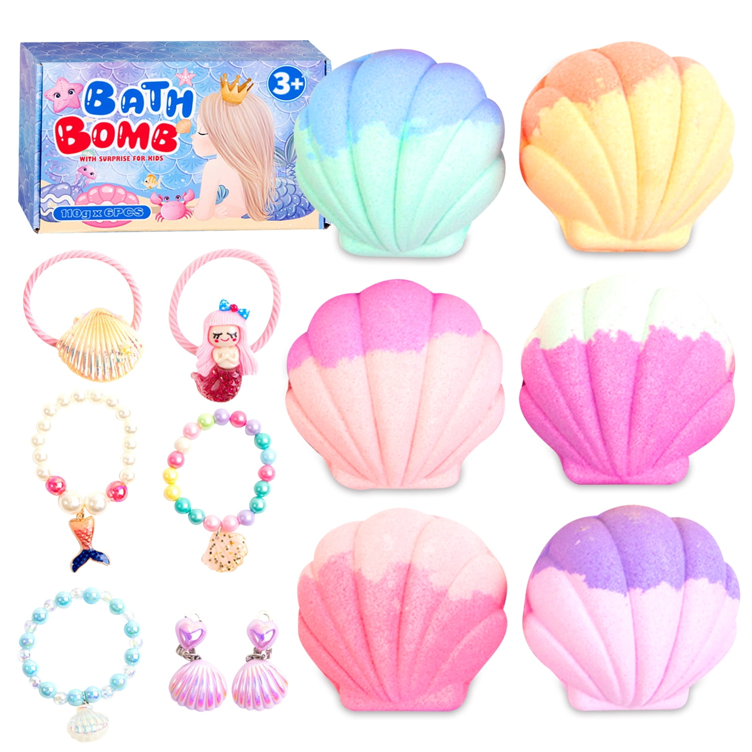 Bath Bombs for Girls Kids, 6 Pcs Princess Bubble Bath Bomb Kit with ...