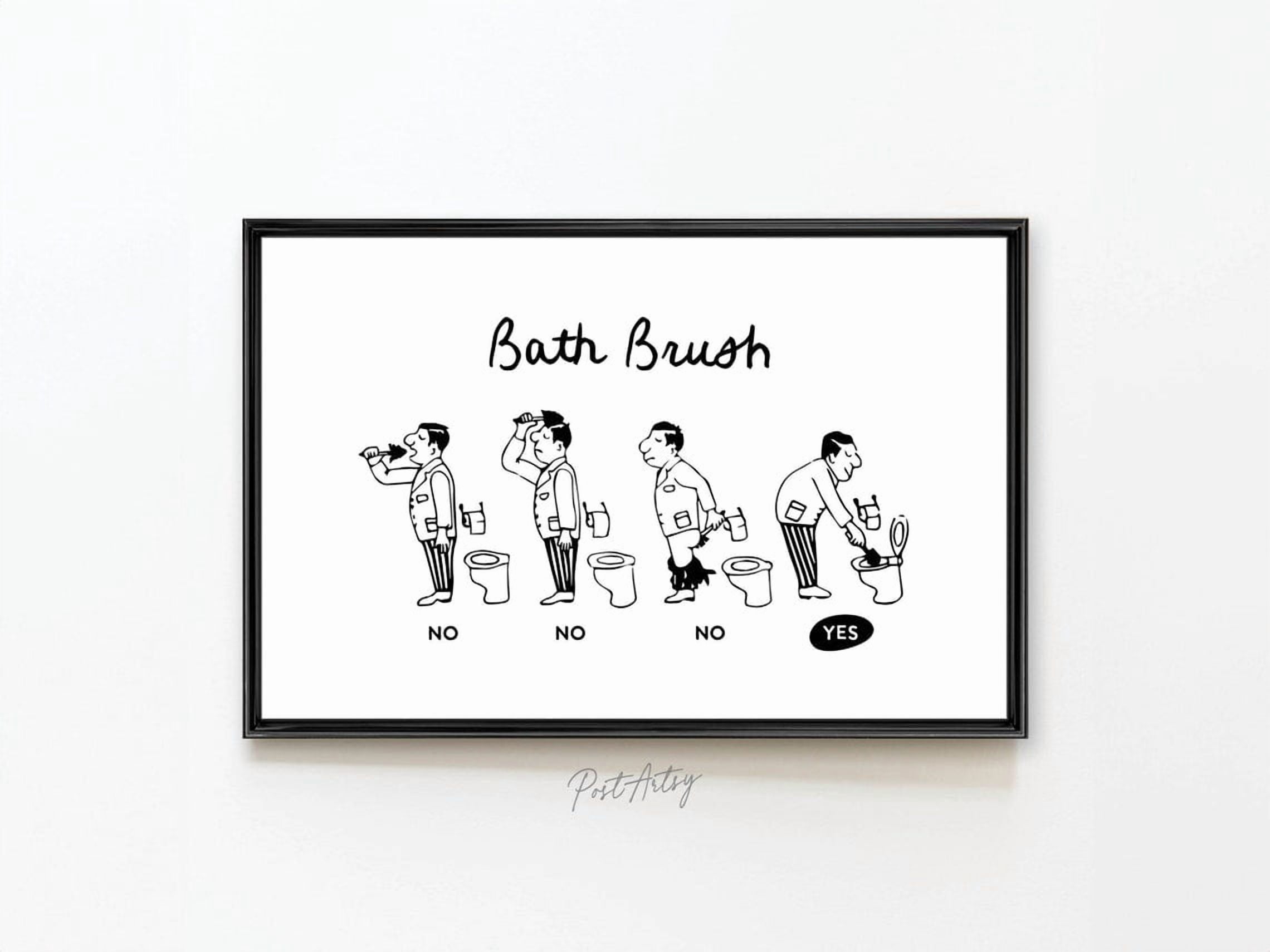 Bath Brush Botanical Poster Minimalist Restroom Bathroom Art Unframed ...
