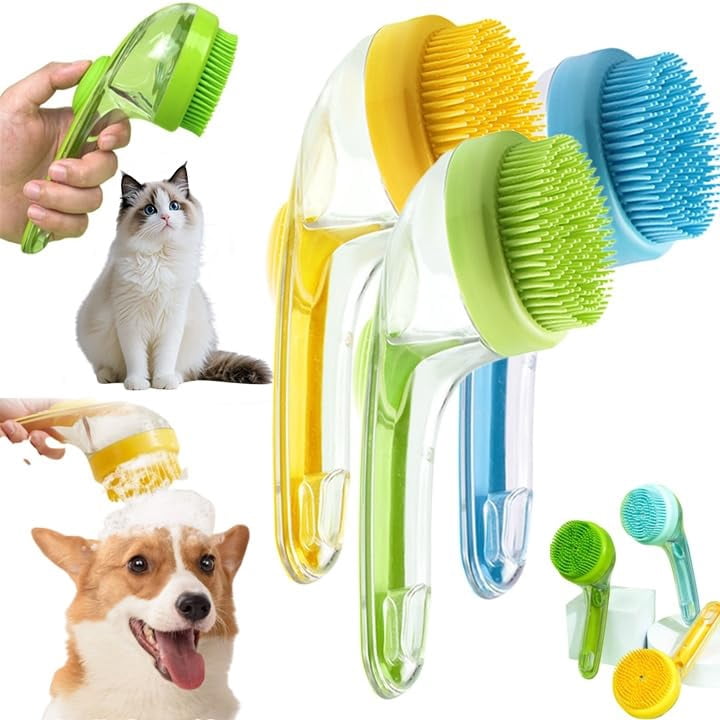 Bath Brush for Dogs with Soap Dispenser, 2025 New Dog Scrubber for Bath ...