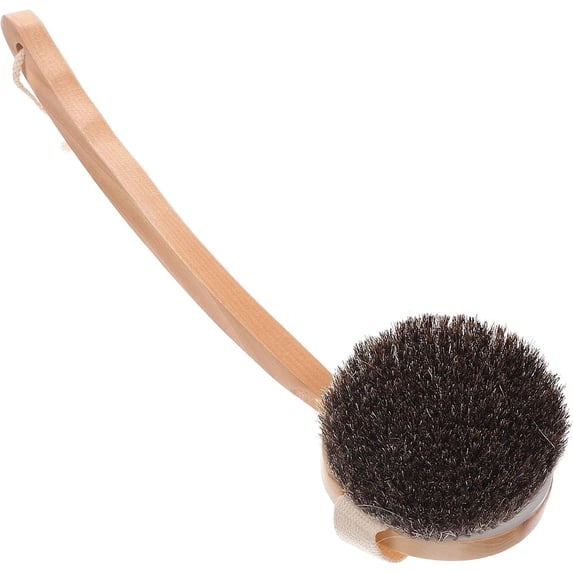 Bath Brush Long Handle Back Scrubber with Natural Horsehair Bristles ...