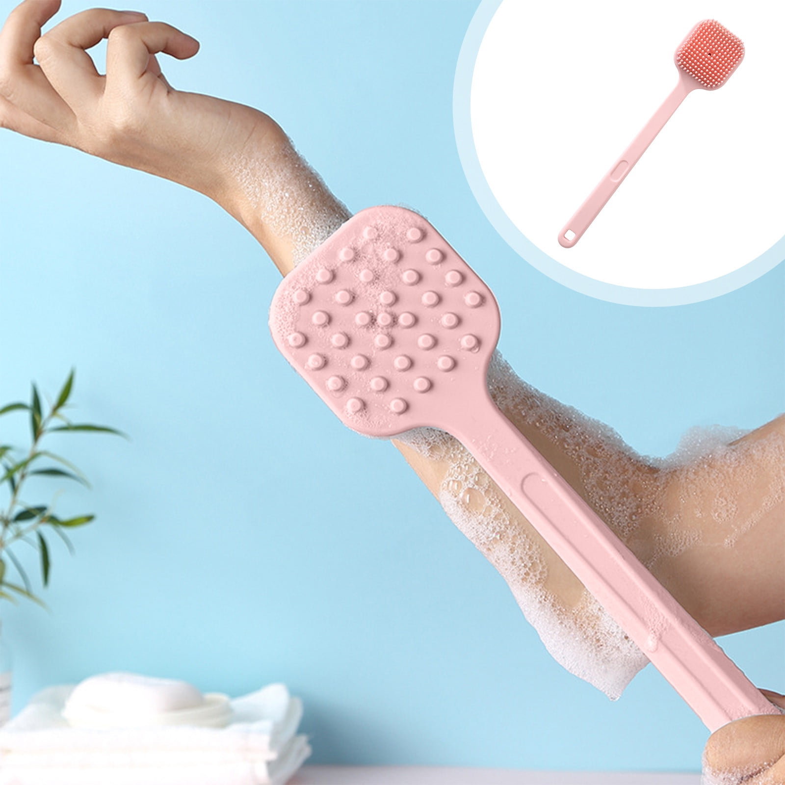 Bath Brush Silicones Long Handle Bath Brush Back Rub Massage Brush ...