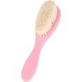 Bath Brush and Newborn Hair Brush with Pink Wool Handle, Soft Wool Body ...