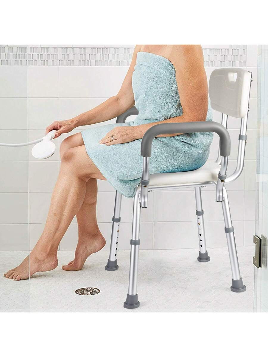 Bath Chair With Armrests And Back Adjustable Height Bath Bench For ...