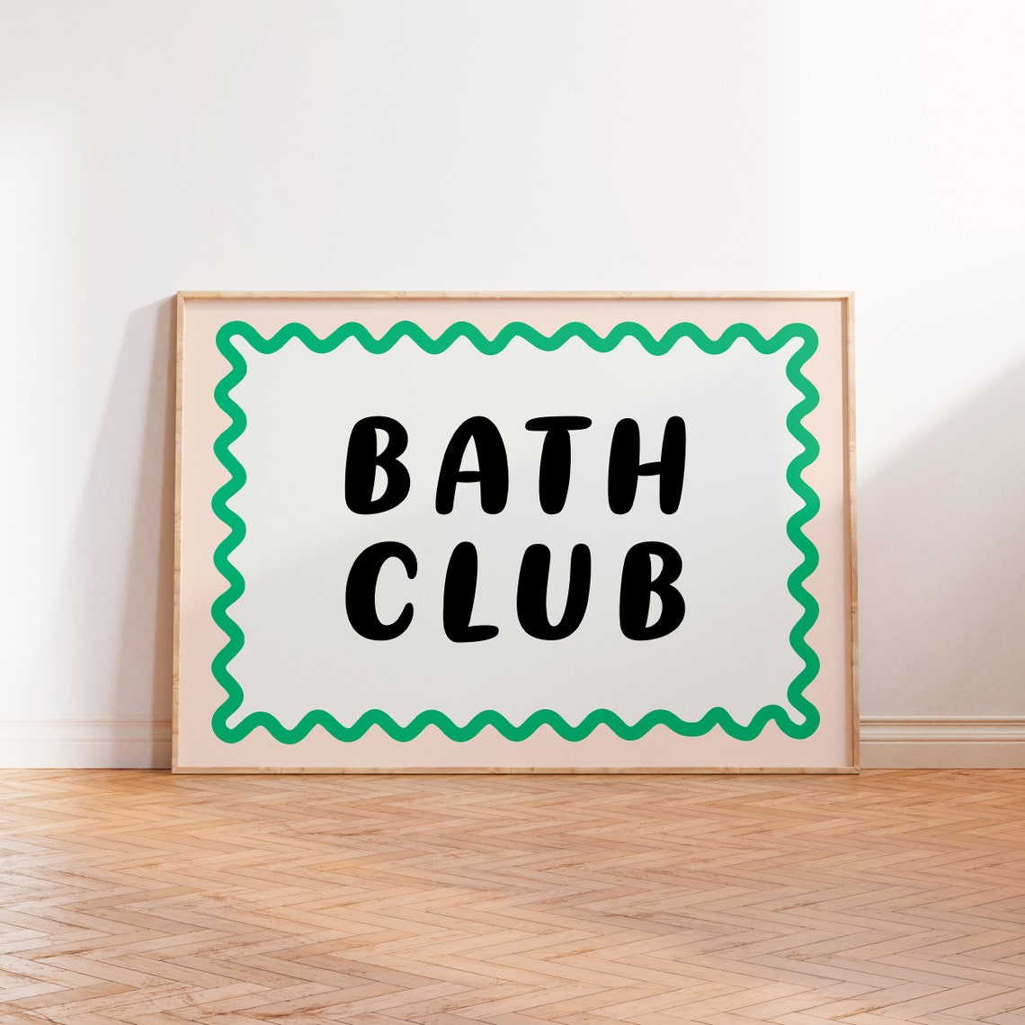Bath Club Typography Poster, Bathroom Posters Green, Quote Text Art ...