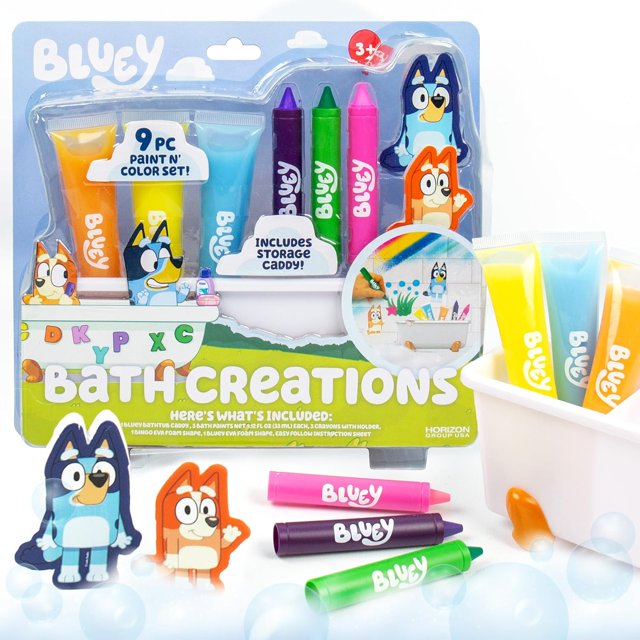 Bath Creations 9-Piece Activity Set with Washable Bath Paints & Crayons ...