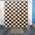 Bath Curtain & 60x72in Non-Slip Bath Mat Set 12-Grommet Shower Curtain ...