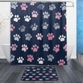 Bath Curtain & 60x72in Non-Slip Bath Mat Set 12-Grommet Shower Curtain ...