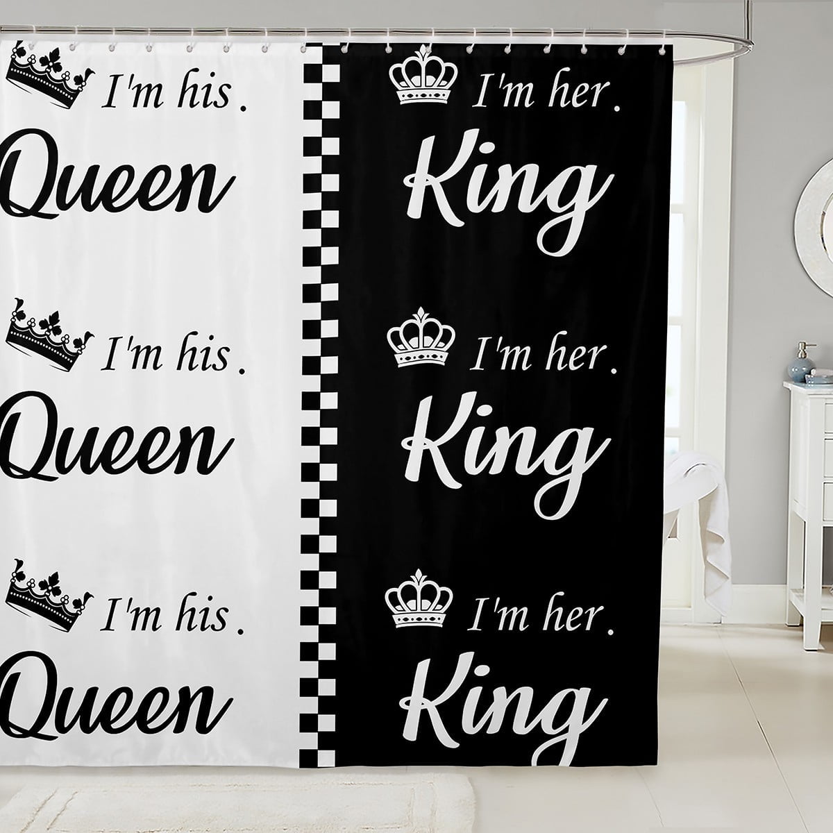 His And Hers Bath Curtain King And Queen Crown Shower Curtain For ...