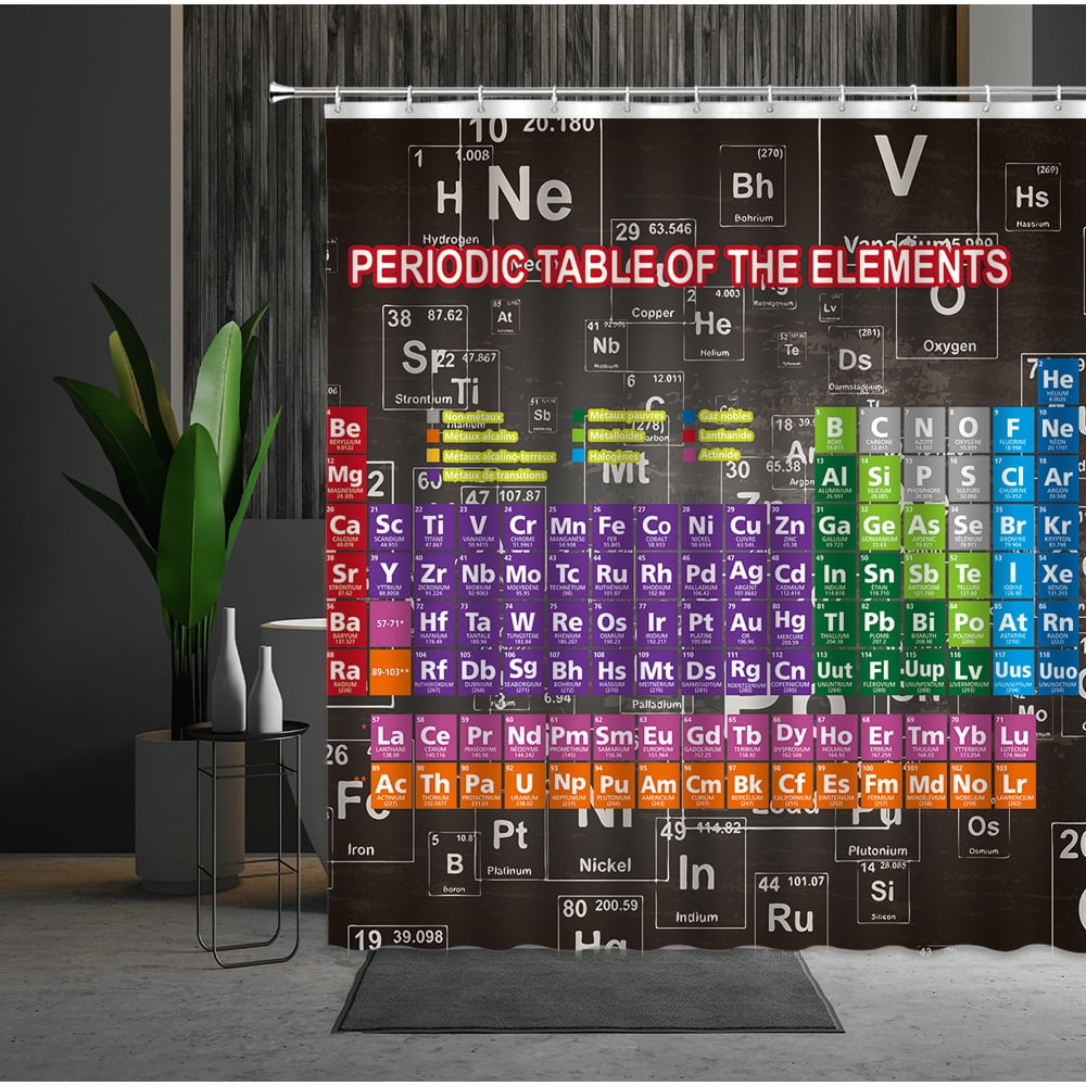 Bath Curtain Table of Chemical Periodic Pattern Shower Curtains Set 3D ...
