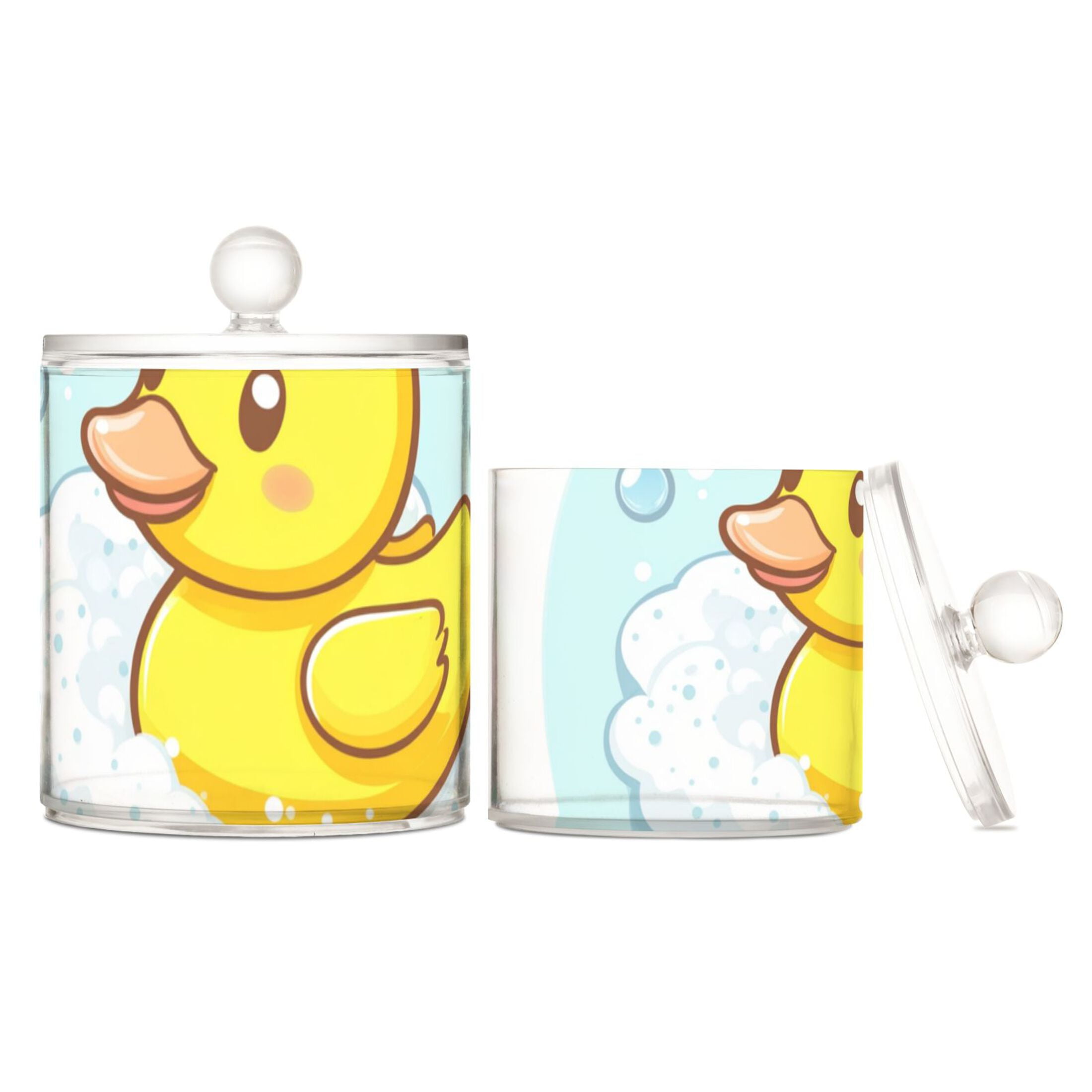 Bath Duck Cartoon Translucent Plastic Cans Storage Canisters with Lid ...