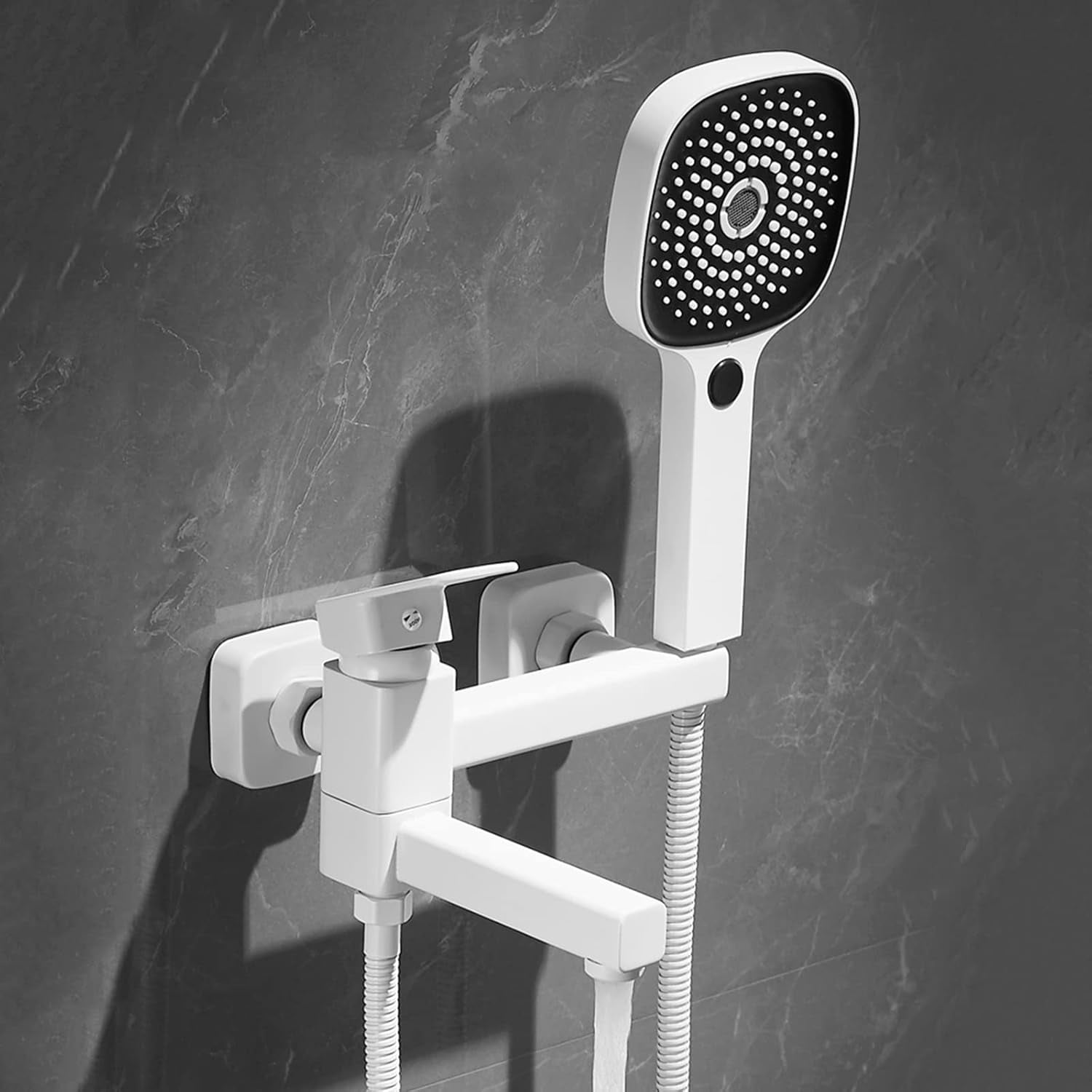 Bath Faucets with Shower Bathroom Faucets White Brass Hot and Cold Swivel Hand Shower Wall ...