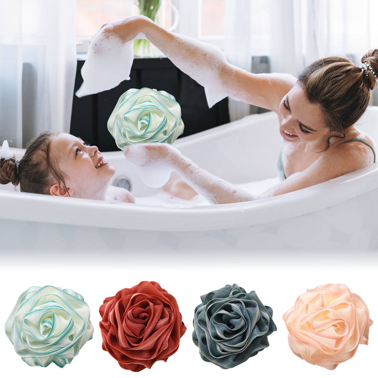 Bath Flower Soft Non-Scattering Scrubbing, Gentle Exfoliating, 200g Net ...