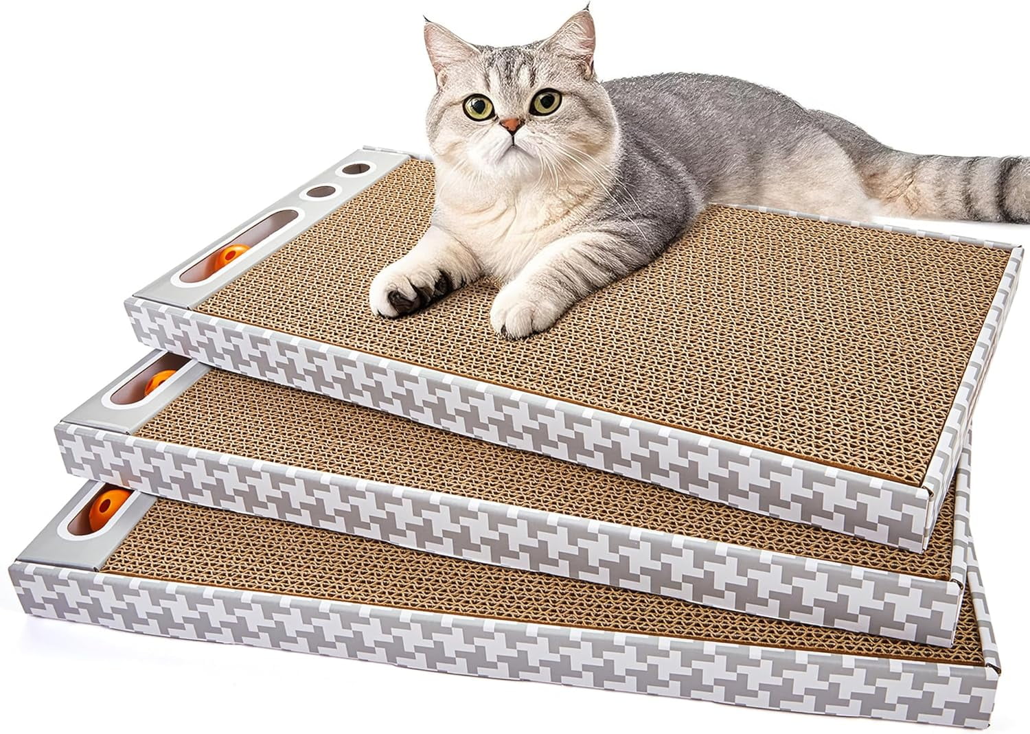 Cat Scratching Board 3 Pack – Reversible Cardboard Scratcher for Indoor ...