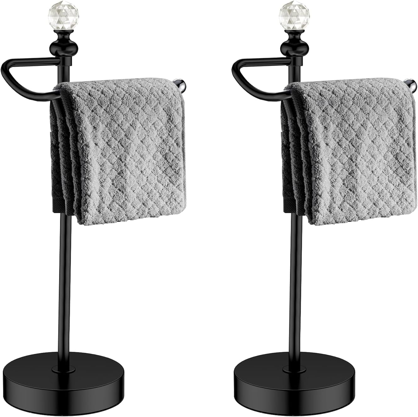 Bath Hand Towel Holder Stand, 2 Pack Stainless Steel Black Towel Rack ...
