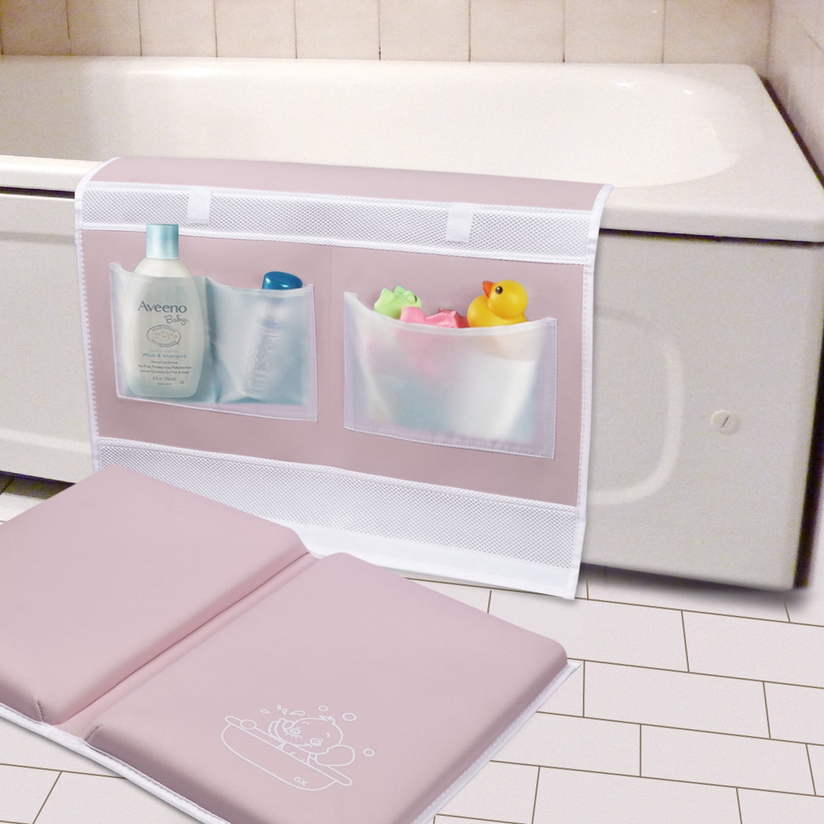 Gamexcel Baby Bath Kneeling Pad - Large Thick Mat with Toy Organizer ...