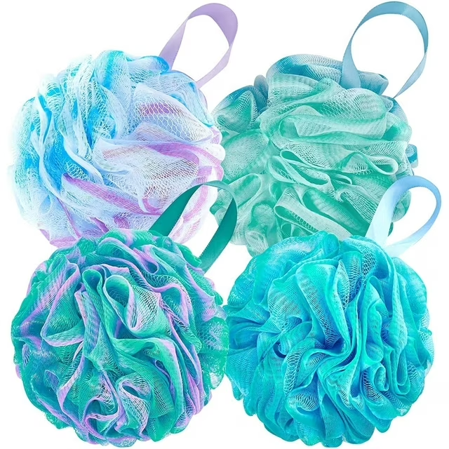 Bath Loofah Shower Sponge Body Back Scrubber Soft Mesh Shower Puffs ...