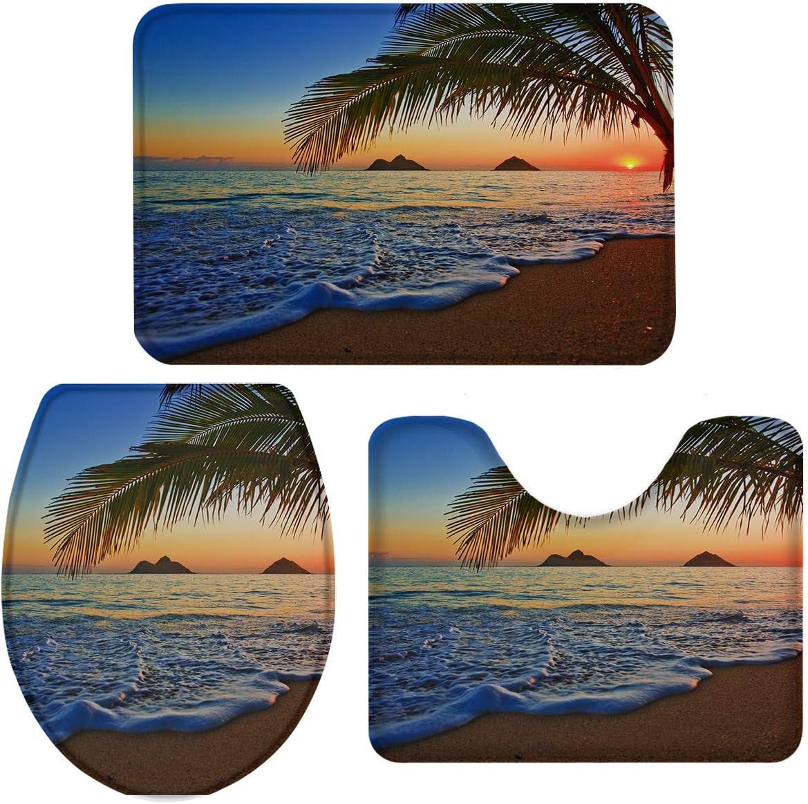 Bath Mat 3 Piece Bathroom Rugs Set Non Slip, Soft Water Absorbent fot ...