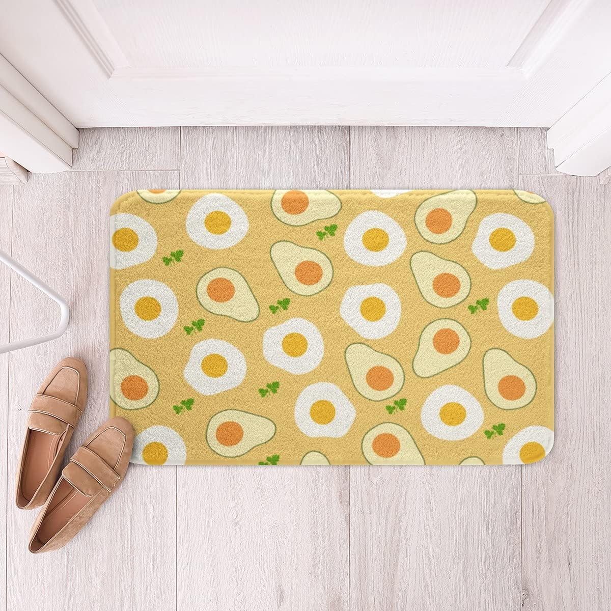 Bath Mat Avocado Cartoon Eggs Cute Foods Fruits Indoor Outdoor Doormat ...