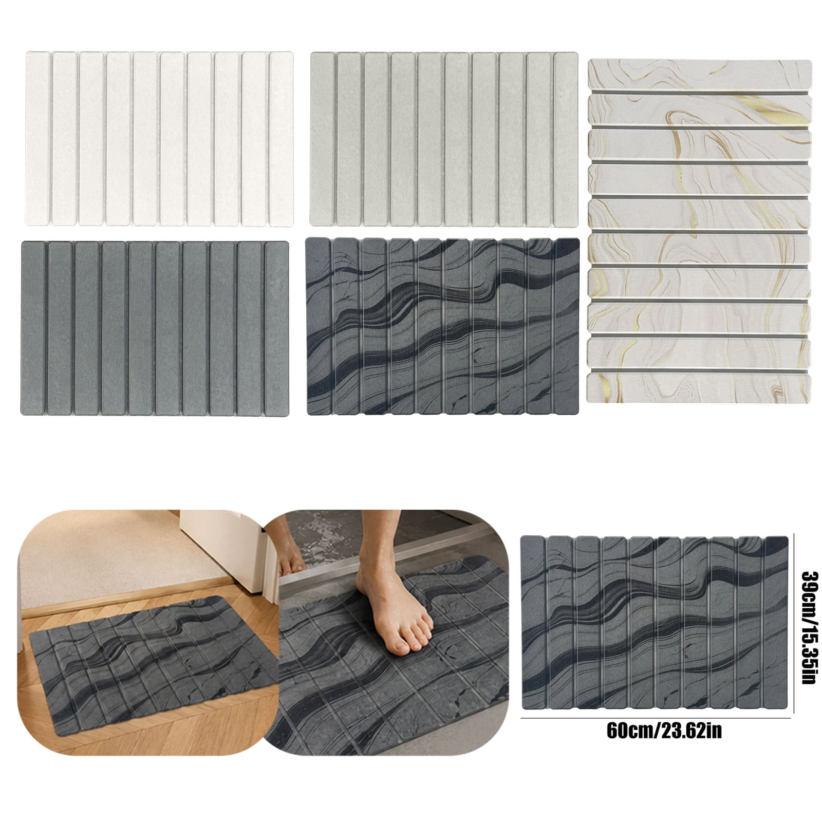 Bath Mat Bath Mat Rug Super Absorbent Quick Dry Non-Slip Washable Thin ...