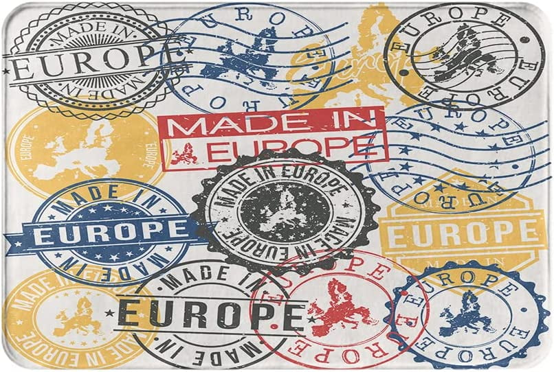 Bath Mat for Bathroom Europe Stamps Travel Passport Stamp Made Product ...