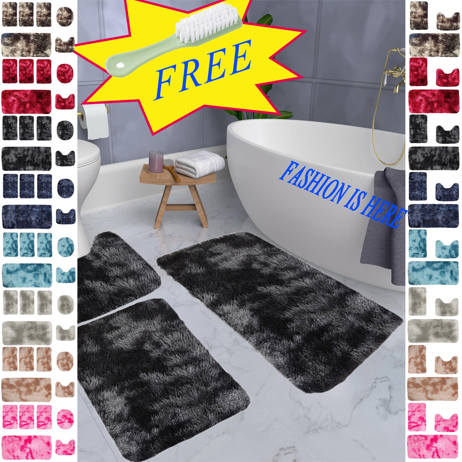 Bath Mat-Bathroom Mat Rug Non Slip Super Absorbent Stain Resistant ...