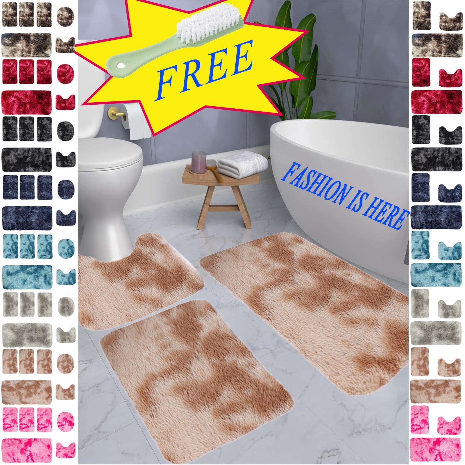 Bath Mat-Bathroom Mat Rug Non Slip Super Absorbent Stain Resistant ...