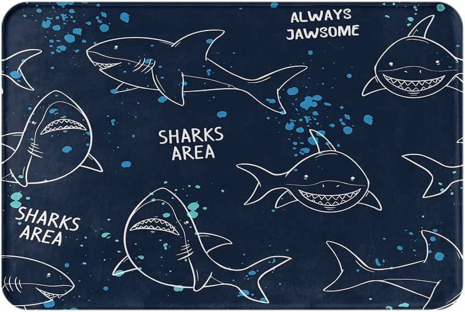 Bath Mat for Bathroom Pattern Hand Drawn Sharks Shark Cute Print Boy ...