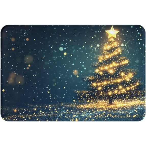 Bath Mat Christmas Tree Star Xmas Bathroom Rug Non Slip for Shower Soft ...