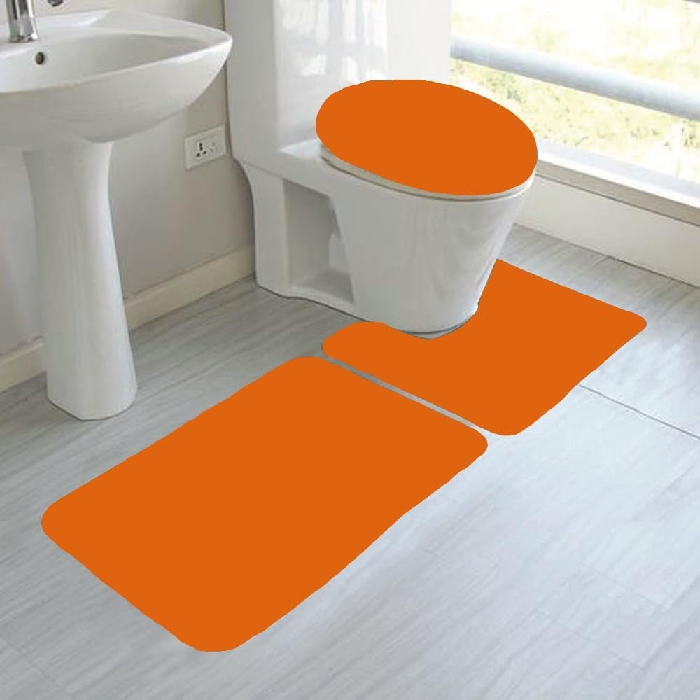 Bath Mat, Contour Mat, and Lid Cover, with Rubber Backing Bathroom Set ...