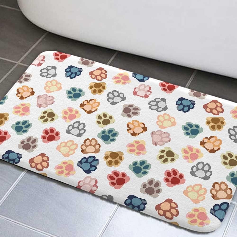 Bath Mat Dog Paw Prints Muddy Paws Floor Plush Mats Bathmat Decor Small ...