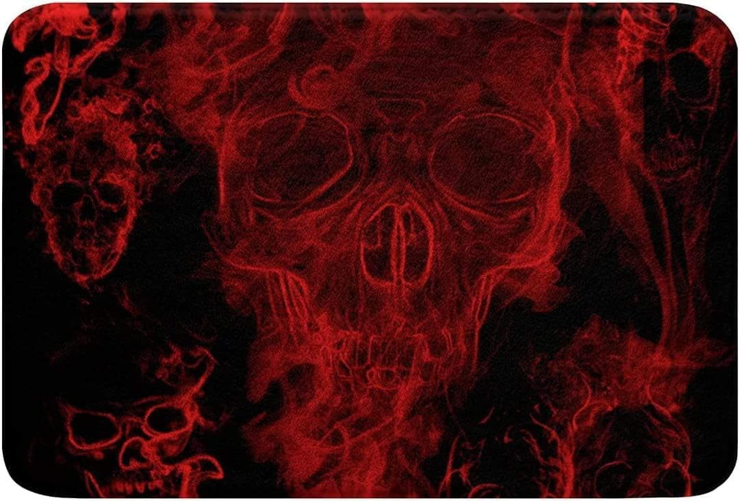Bath Mat Gothic Skull Skeleton Psychedelic Goth Skull Indoor Outdoor ...
