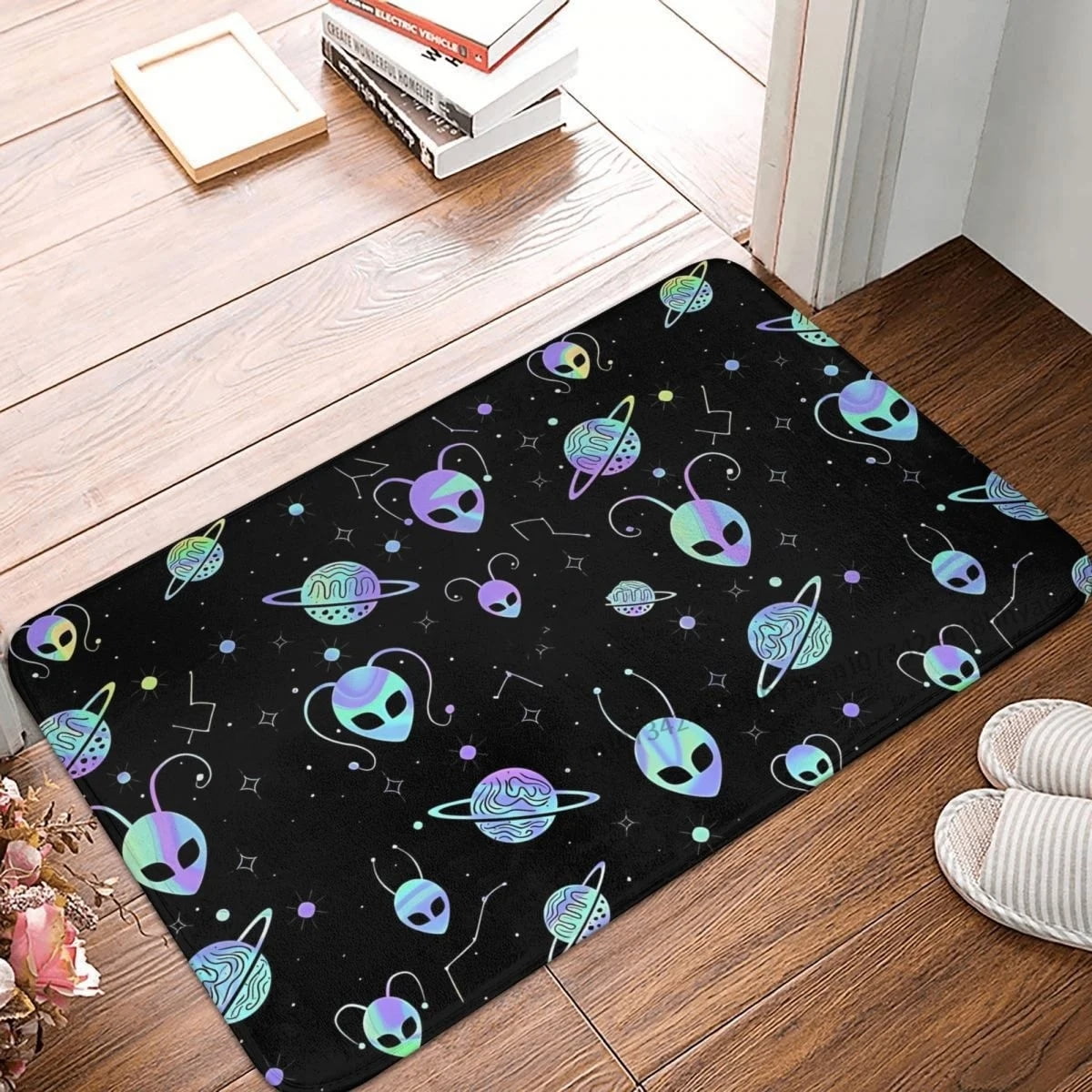 Bath Mat Green Alien UFO Moon Rug Home Doormat Kitchen Carpet Balcony ...