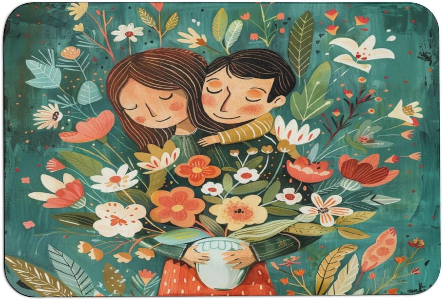 Bath Mat Happy Mother's Day with A Vase of Flowers Bath-Mat-Rug Mom ...